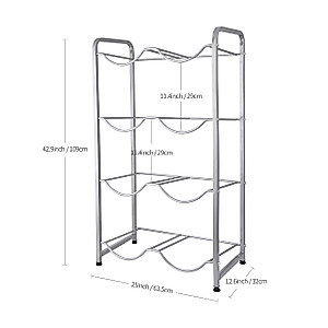Ationgle 5 Gallon Water Cooler Jug Rack for 8 Bottles, 4-Tier Detachable Water Bottle Holder Heavy Duty Q235 Carbon Steel Water Jug Organizer with Floor Protection for Kitchen Office Home