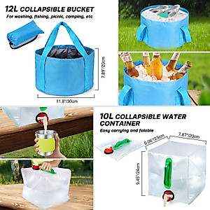 Odoland 29pcs Camping Cookware Mess Kit, Non-Stick Lightweight Pots Pan Kettle, Collapsible Water Container and Bucket, Stainless Steel Cups Plates Forks Knives Spoons for Outdoor Backpacking Picnic