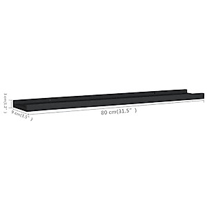 Natulvd Wall Shelves with Ledge, 31.5 Inch Floating Picture Ledge Shelf Set of 2, Narrow Wall Mounted Shelf for Decor and Display, for Bedroom, Living Room, Bathroom, Black