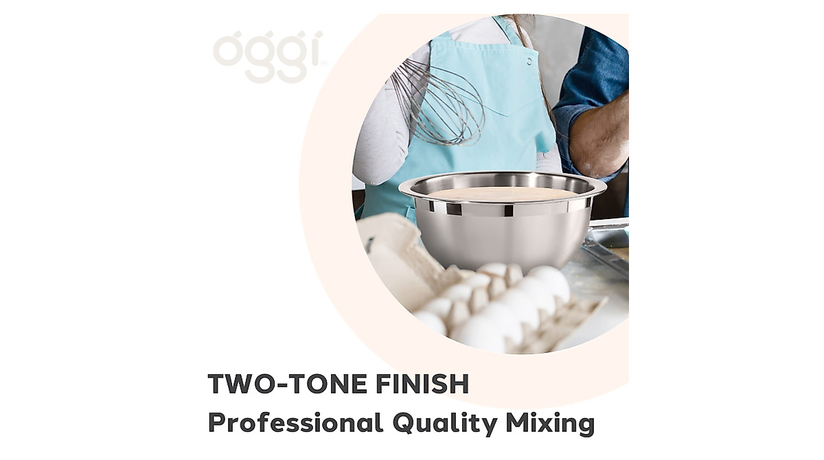 Oggi 3-Quart Stainless Steel Mixing Bowl - Versatile & Stylish