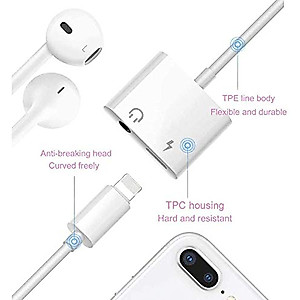 [Apple MFi Certified] Charger Headphones Adapter for iPhone,2 in 1 Belcompany Lightning to 3.5mm Jack Dongle Aux Audio & Charger Splitter Adapter Compatible with iPhone 12/11/XS/XR/X/8/7/iPad/iPod