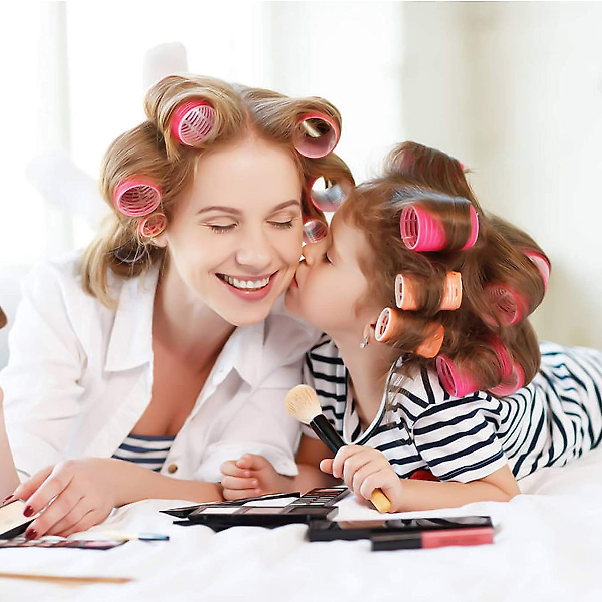 Jumbo Hair Rollers, 36 Packs Large Rollers For Hair, Self Grip Salon Hairdressing Curlers, Hair Curlers Sets, DIY Curly Hairstyle, Colors May Vary, (12xJumbo+12xLarge+12xSmall)