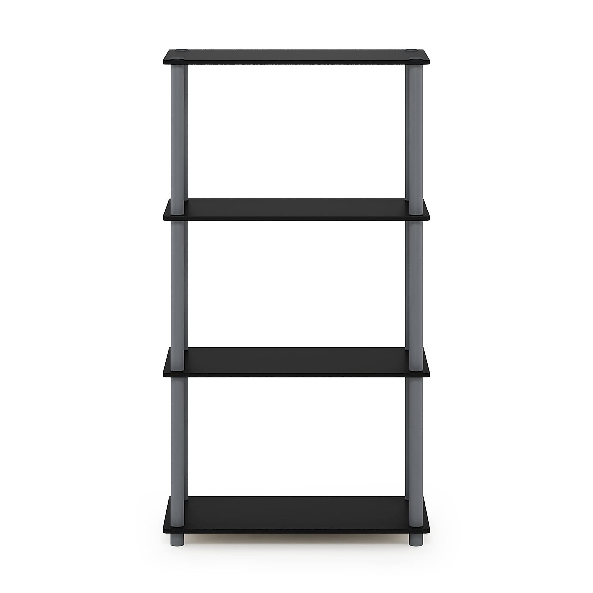 Furinno (99557BK/GY) Turn-N-Tube 4-Tier Multipurpose Shelf Display Rack - Black/Grey