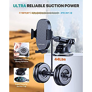 Miracase Military-Grade Universal Cell Phone Holder for Car,[Ultra-Stable& Strong Suction] Hands Free Dashboard Windshield Air Vent Car Phone Holder Mount Fit for All Mobile Phones