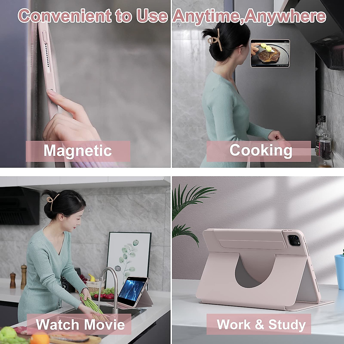 Case for iPad Pro 11 2022/2021/2020/2018 Gen 1st/2nd/3rd/4th,360 Rotatable with Powerful Magnet,2 in 1 Detachable Clear Case and Washable Semi-Silicone Protective Cover Smart Folio Support Pen Charger