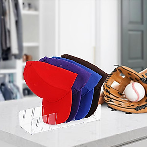 Flaegoye 2 Pack Hat Stand for Baseball Caps Display and Organizer, No Install Acrylic Hat Holder for 14 Baseball Caps, with 4 Pcs Adhesive Hat Hooks for Wall, Door, Closet, Bedroom