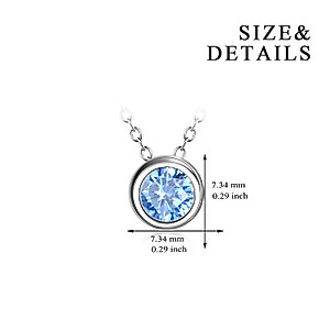 AXELUNA 925 Sterling Silver Created Aquamarine Necklace Jewelry Gifts for Women (March Birthstones)