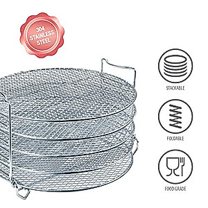 Dehydrator Rack For Ninja Foodi Accesories, Pressure Cooker and Air Fryer 6.5 Quart & 8 Quart - Stainless Steel Cooker Rack With Five Stackable Layers