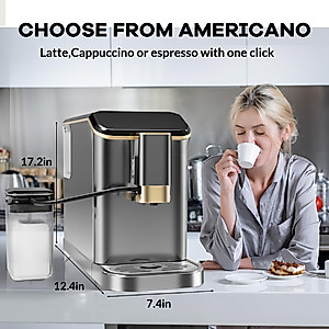 Super Automatic Espresso Machine, 20 Bar Built-In Burr Grinder & Milk Frother, Milk Container and Intuitive Touch Display, Bean-to-Cup Coffee Maker for Espresso, Cappuccino, Latte, Iced Coffee