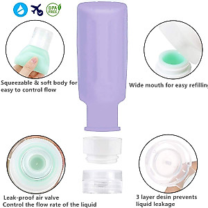 Cinlitek 10Pack Leakproof Silicone Travel Bottles,TSA-Approved Travel Toiletry Bottles for Shampoo Lotion Body Wash-Essential Travel Accessories, Travel Sized Containers for Toiletries