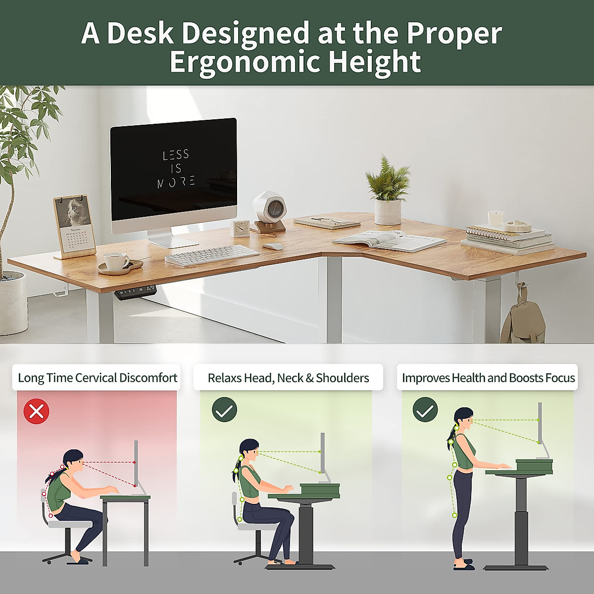 FEZIBO 75 Inch L Shaped Standing Desk with Standing Desk Anti Fatigue Mat
