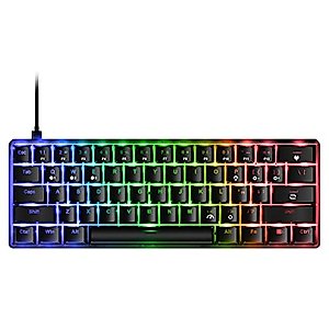 Fiodio 61 Keys RGB Wired Mechanical Gaming Keyboard with Audible Click Sound Blue Switches, Compact Mini Portable Computer Keyboard for Windows Gaming PC,F-DB21