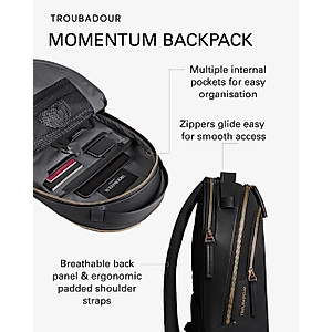 Troubadour Momentum Backpack - Multipurpose Luxury Backpack - Made from Lightweight, Waterproof, Vegan Materials - Spacious Organization - Perfect for Travel, Business, School, the Gym, or On-The-Go