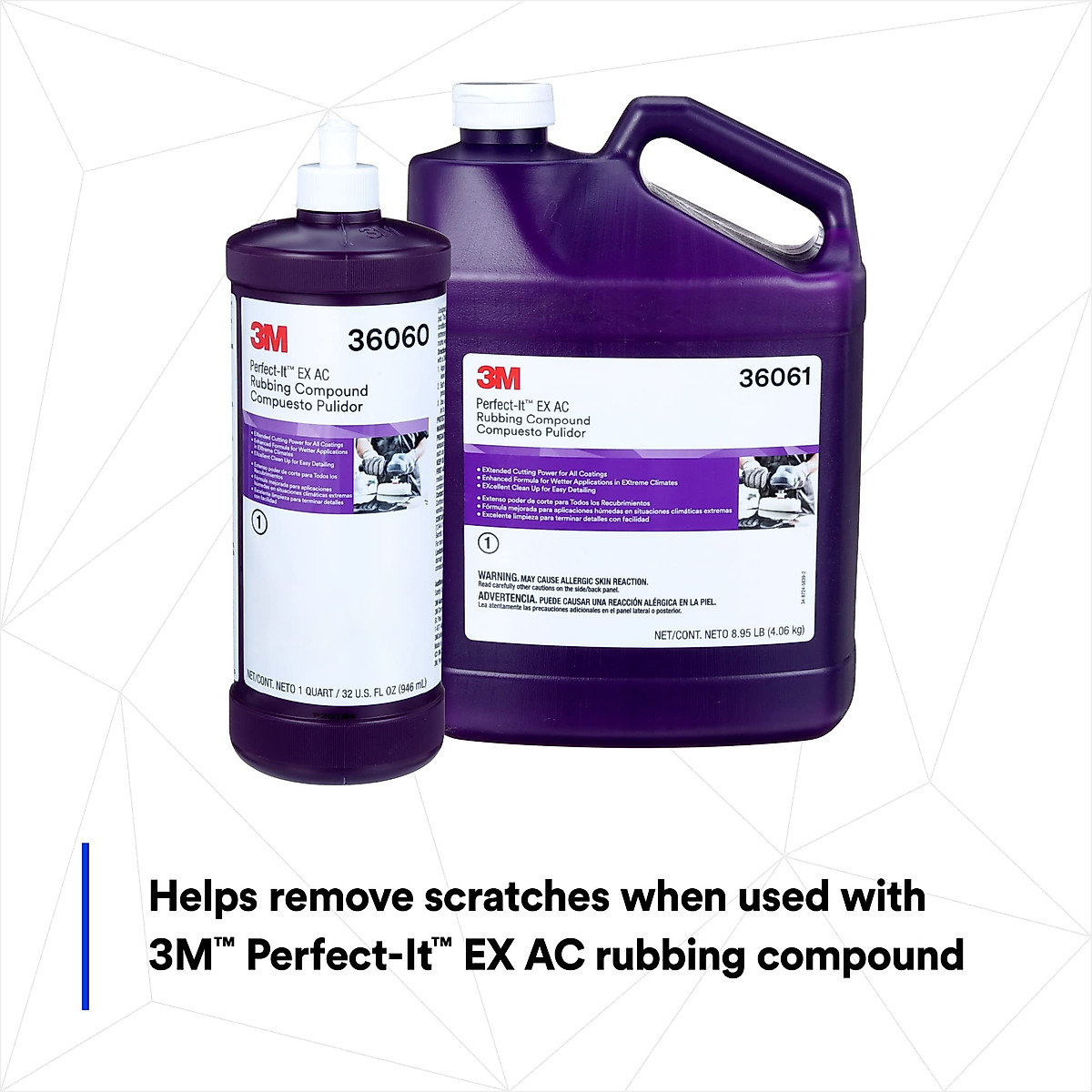 3M Foam Compounding Pad, 05723, Single Sided, Flat Back, Hook and Loop, 8 in (203.2 mm), 2 Pads/Bag , White