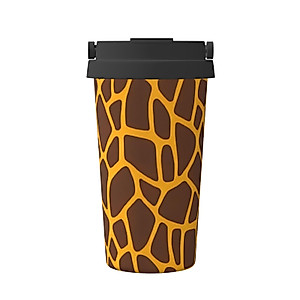 Insulated Coffee Mug Giraffe Print 17oz Double Wall Vacuum Stainless Steel Tumbler With Leak-Proof Lid And Handle, Cute Travel Thermos Mug For Cold Hot Drinks