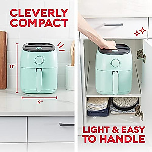 DASH Tasti-Crisp™ Electric Air Fryer Oven Cooker with Temperature Control, Non-Stick Fry Basket, Recipe Guide + Auto Shut Off Feature, 1000-Watt, 2.6Qt, Aqua