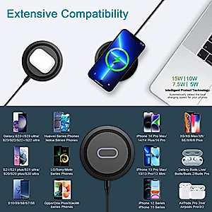 15W Wireless Charger Samsung Wireless Phone Charger Fast Charging Pad for Samsung Galaxy S23 Ultra S22 S21 S20 FE Note 20 10 9 8 S10 S9 S8 A14 A53 A23 A13 A32, iPhone 14 13 12 11 Pro Max SE XR XS X 8