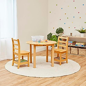 ECR4Kids Three Rung Ladderback Chair with Storage, 12in Seat Height, Classroom Seating, Natural, 2-Pack