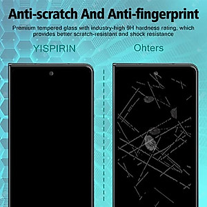 YISPIRIN Screen Protector for Samsung Galaxy Z Fold 3 5G and Camera Cover, [2+2 Pcs] 9H Hardness Anti-Scratch Case Friendly Tempered Glass Protective Film for Samsung Galaxy Z Fold 3 5G