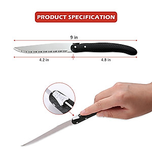 KITCHENTREND Knife Set, Steak Knives Set of 6, 6 Pcs Steak Knife Set Dishwasher Safe Knife Set, New Laguiole Premium serrated knife set, knives Set for Kitchen (Black)