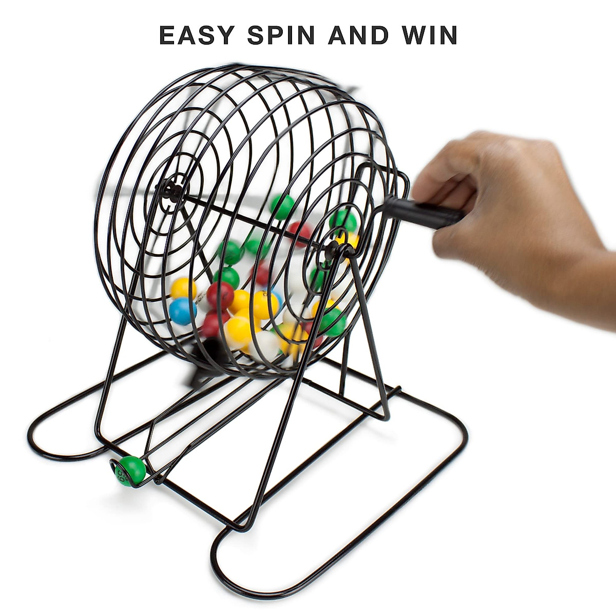 Royal Bingo Supplies Jumbo Bingo Game Set for Adults, Seniors, Family & Kids - 100 Cards 500 Chips 75 Balls, XL Roller Cage & Board