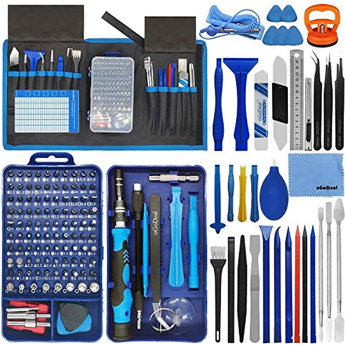 oGoDeal 155 in 1 Precision Screwdriver Set Professional Electronic Repair Tool Kit for Computer, Eyeglasses, iPhone, Laptop, PC, Tablet,PS3,PS4,Xbox,Macbook,Camera,Watch,Toy,Jewelers,Drone Blue