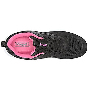 Propét Women's TravelBound Pixel Sneaker, Black/Pink, 10