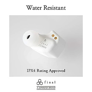 Final ZE3000 True Wireless Earbuds, Hi-Fi Sound Quality, Maximum 35 Hours Music Playback, IPX4, aptX Adaptive, Touch Sensor, Support Lossless Music Format, Designed in Japan (White)