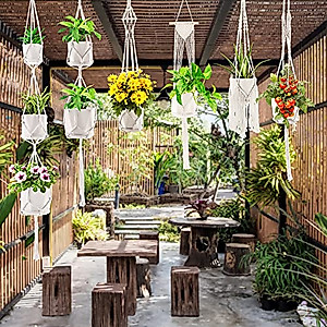 SFENNGPET Macrame Plant Hangers, 6Pack Hanging Planters for Indoor Plants w/ 6 Set Hangers Kit Handmade Macromay Plant Hangers Indoor Flower Pots Holder Stand for Boho Home Décor