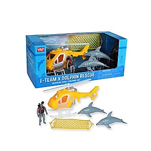 Wild Republic E-Team X Set Dolphin Rescue Playset, Action Figure, Animal, Vehicle, Accessories, Gifts for Kids