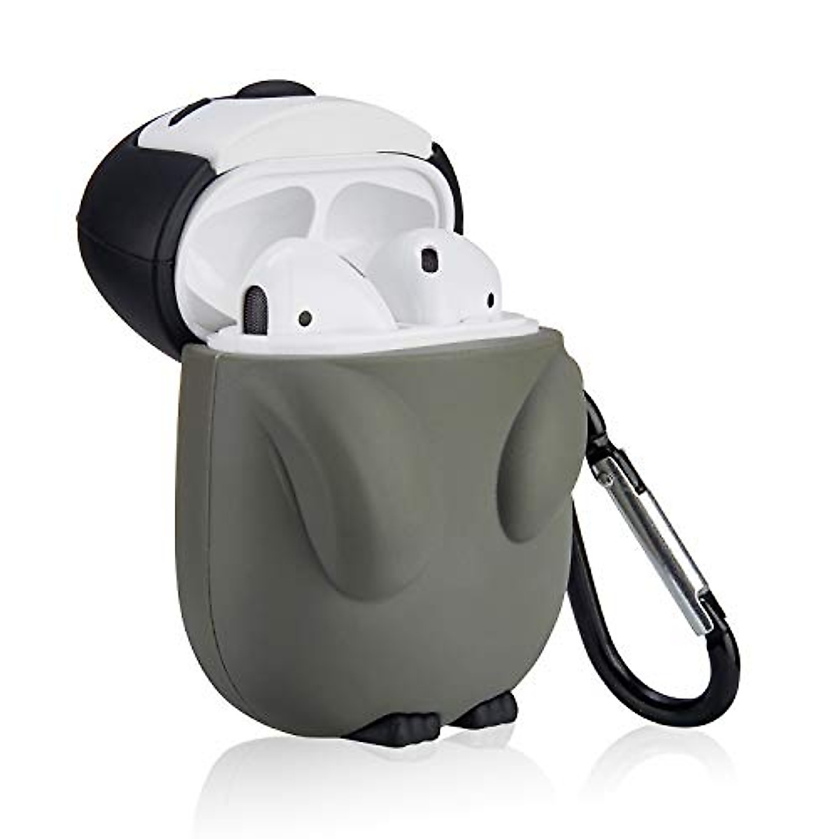 Oqplog for AirPod 2&1 Case, Protective Soft Silicone Cute Cartoon Fun Fashion Cover for Girls Teens Kids Air Pods, Animal Cool Shockproof Design Skin Accessories Cases for Airpods 1/2 - Q Grey Penguin