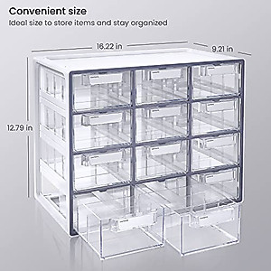 Arteza Desk Drawer Organizer, Multipurpose 12-Drawer Cabinet for Makeup Storage, Tools, and Art Supplies, 9.21in x 16.22in x 12.79in