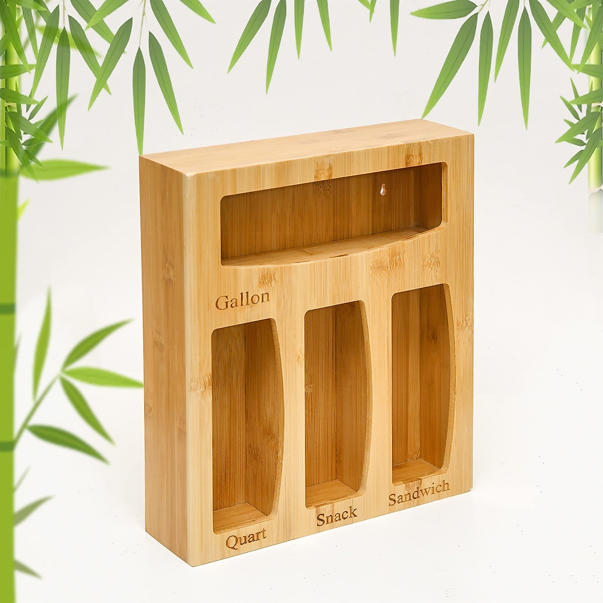 Matruxba Bamboo Ziplock Bag Organizer For Drawer, Premium Quality Plastic Bag Organizer Compatible With Ziploc, Solimo, Glad, Hefty For Gallon, Quart, Sandwich And Snack Variety Size Bags