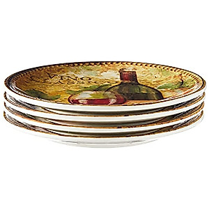 Certified International Gilded Wine Salad/Dessert Plates (Set of 4), 9", Multicolor