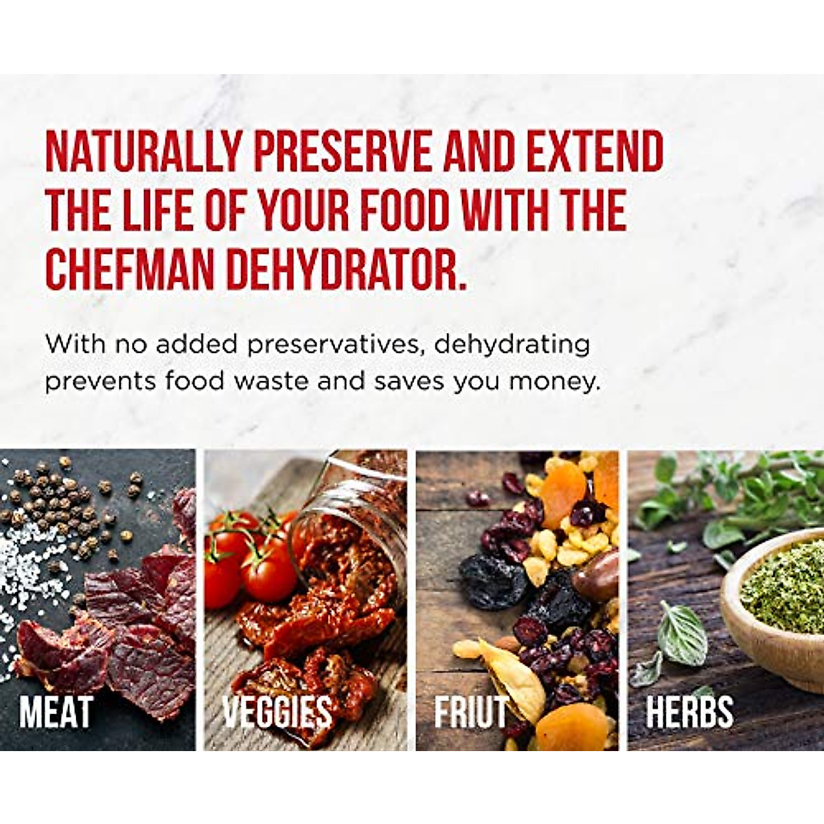 Chefman 9-Tray Food Dehydrator Machine Professional Electric Multi-Tier Food Preserver, Dried Meat or Beef Jerky Maker, Fruit & Vegetable Dryer with 9 Slide Out Trays & Transparent Door, Black