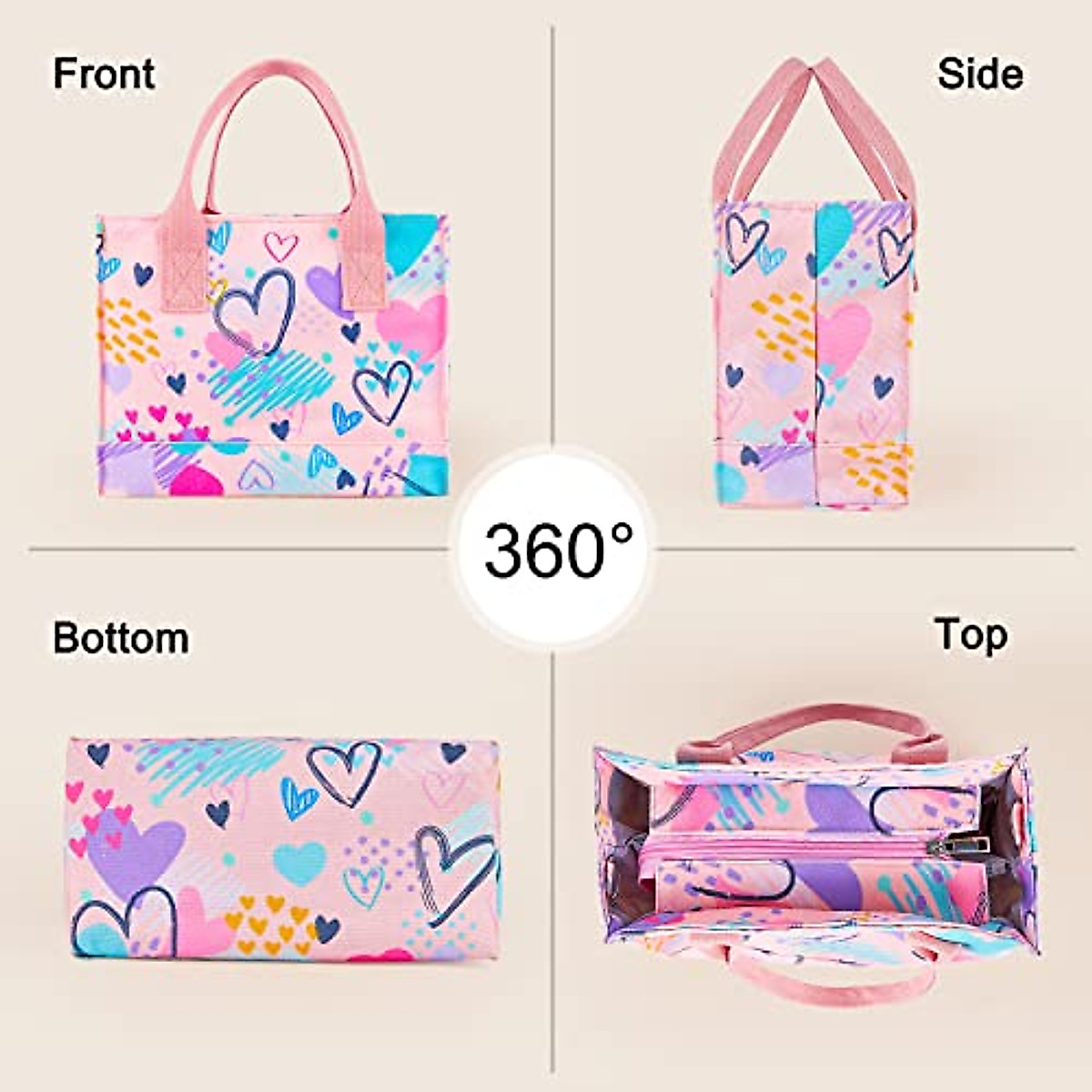 FIOBEE Canvas Tote Bag for Woman Shoulder Bag Tote Handbags Crossbody Bags with Zipper Multiple Pockets Girls