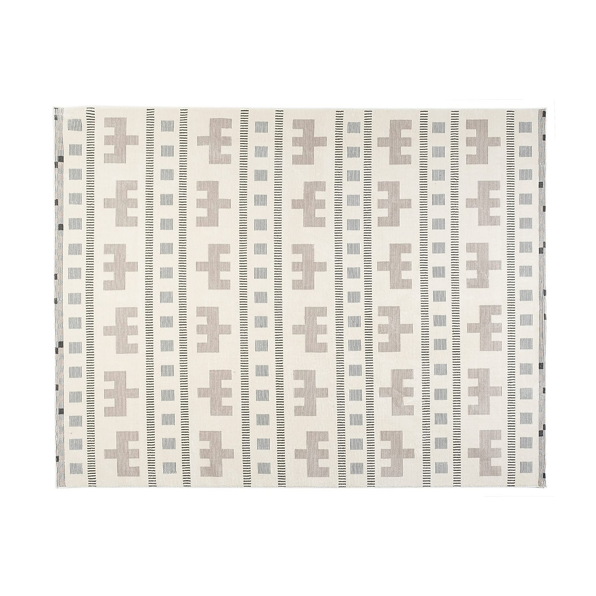 Revival Rugs Comb 8'x10’ Washable Area Rug for Living Room Bedroom - 100% Recycled Oeko-TEX Certified, Medium Pile, Beige, Cream, Gray