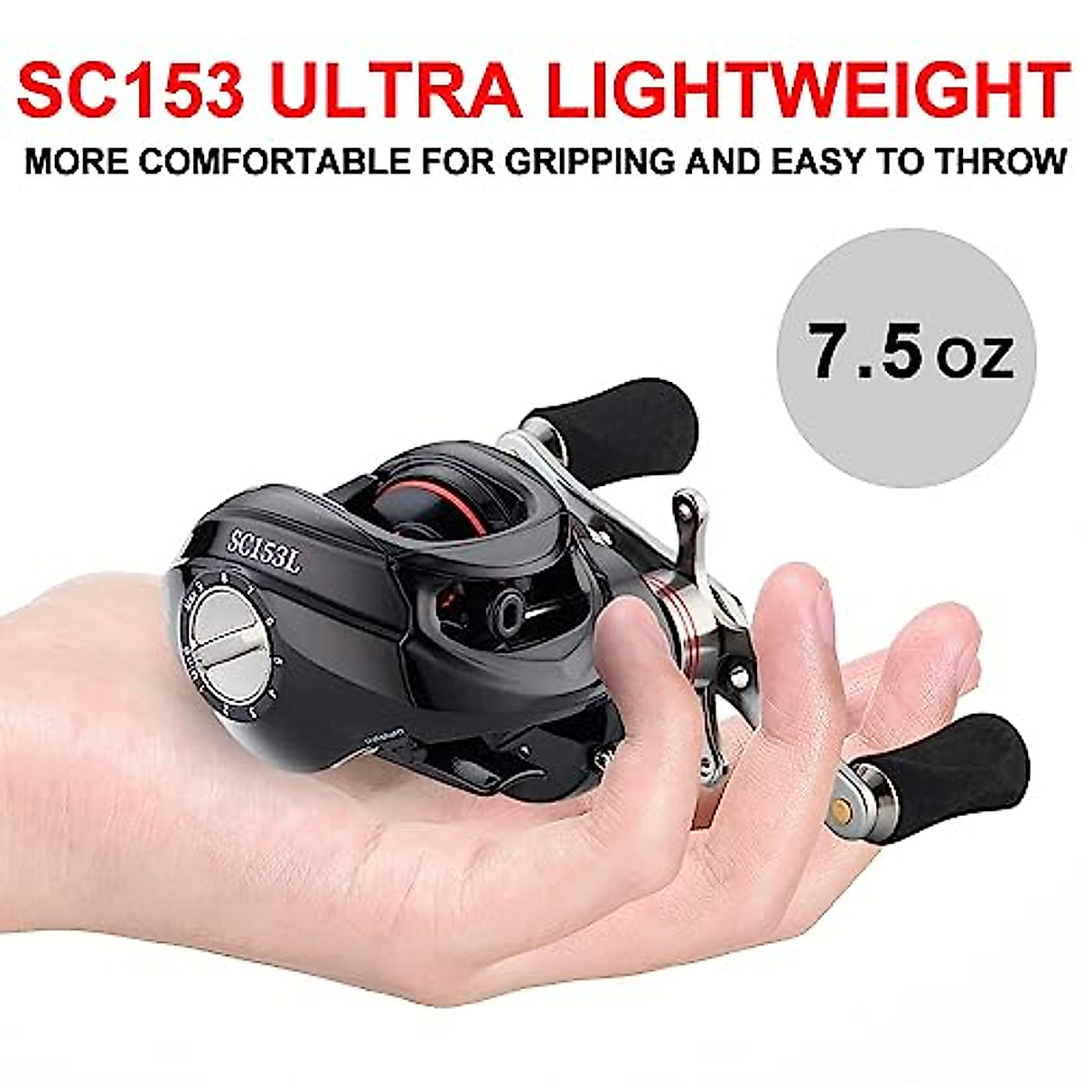 Fishdrops Baitcaster Reel 7.5 oz Light Weight & Smooth, 12.12LB Drag Magnetic Brake Baitcasting Reels, Gear Ratio 7.0:1 Affordable Low Profile Freshwater Bait Caster Fishing Reel