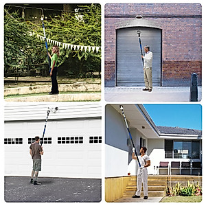 SKGPOLE 26FT Reach Light Bulb Changer for High Ceilings with Telescopic Extension Pole, 5-19 Foot Light Bulb Extension Pole Changer with Baskets and Suction Cup for High Ceilings and Recessed Lights