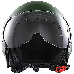 Harssidanzar Motorcycle Helmet Single Visor Open Face Motorbike Scooter Moped Helmet Cruiser ,DOT Approved,for Men and Women CU604US, 3 Army Green,Size Large