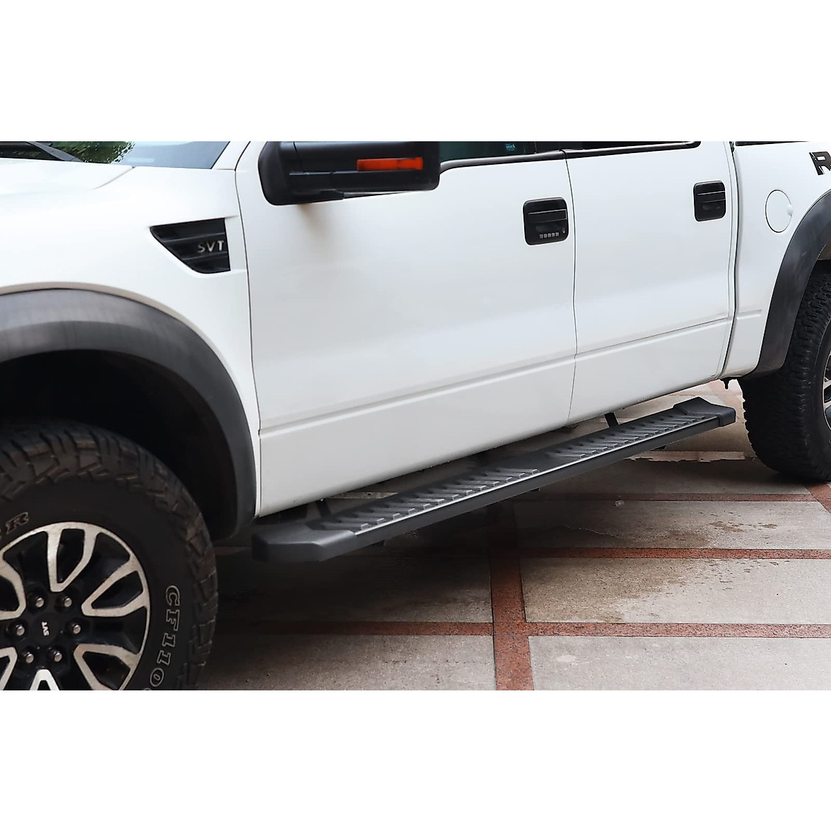 COMNOVA Pair Running Board Nerf Bar Compatible with 17-24 Ford F250 Superduty Crew Cab（4 Full Size Doors） Rocker Slider Side Steps,Width 6 Inches V Style.with OE Style Brackets.