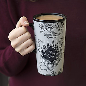 Harry Potter Marauder's Map Tall Ceramic Mug - Map Image Activates with Heat - Large Tumbler Style - Officially Licensed - Gift for Kids and Adults