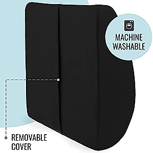 DMI Memory Foam Lumbar Pillow Support Pillow Back Support Chair Cushion with Strap for Better Posture and Easing Back Pain, Black