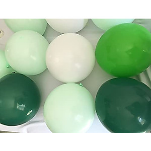 Light Dark Green and White Balloons -Pastel Emerald Green White Balloons 12inch for Birthday Baby Shower Wedding Graduation Anniversary Party Decorations