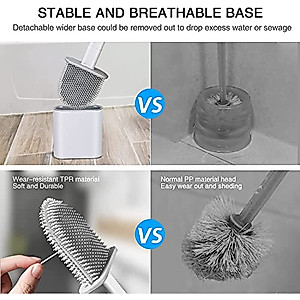 Canvint 1 Pack White Non-slip Long Handle Toilet Brush, Silicone