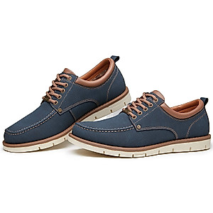 Kkyc Men's Comfortable Business Casual Dress Shoes, Classic Fashion Lace up Work Shoes 11M (Blue)