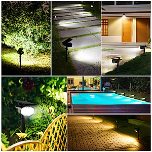 Airmee Solar Outdoor Lights 4 Pack, 30 LED Cold + Warm White Adjustable Spot Lights IP67 Waterproof, 10 Lighting Modes Spotlights Auto On/Off, 2 in 1 Solar Landscape for Yard Garden Driveway Walkway
