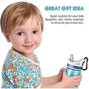 AceCamp 2 Pack-Kids Water Bottle with Straw for School Kids Boys Girls,12OZ Children Toddler Water Bottle Small with clip Tritan BPA Free for Backpack Outdoor Sports Travel Portable and Leakproof