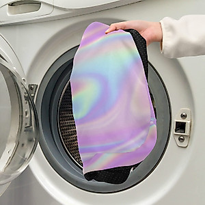 Iridescent Liquid Abstract Art Rainbow Pink Turquoise Marble Memory Foam Seat Cushion Cover Stretch Removable Washable U Shaped Seat Cushion Cover for Home Office Car 17 x 14 x 2.2inch