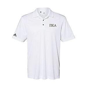 Mega Greek Mens Pi Kappa Alpha Performance Sports Shirt (Large, White/Grey Letters)